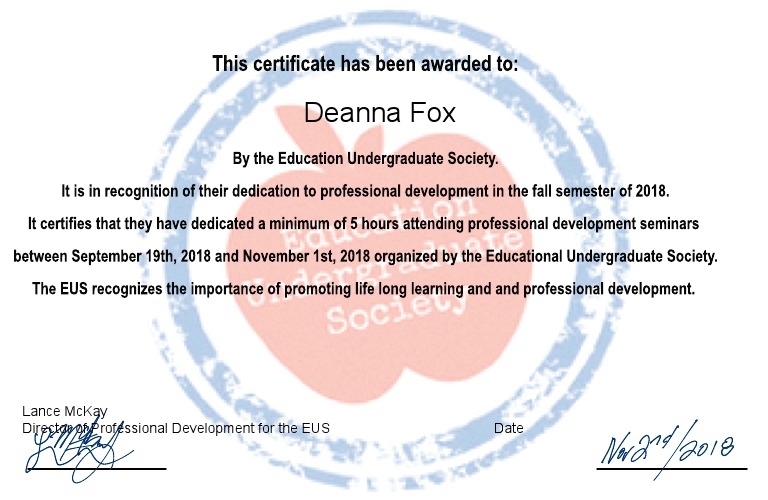 PD Certificate for Fall 2018 | PDF