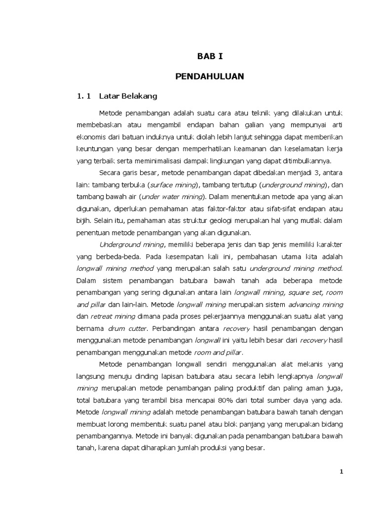 Metode Penambangan Longwall Mining | PDF