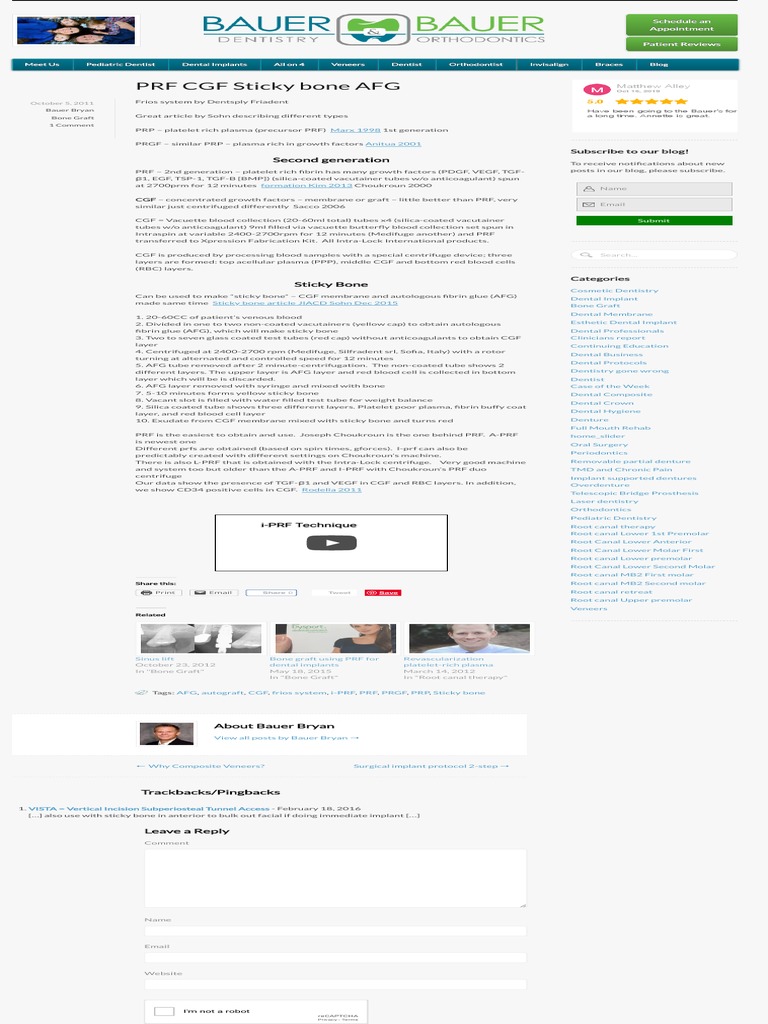 PRF CGF AFG PRP PRGF and Sticky Bone or I-PRF - Bauer Smiles | PDF ...