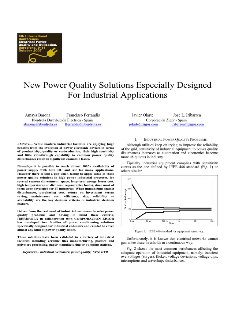 New Power Quality Solutions Especially Designed For Industrial ...