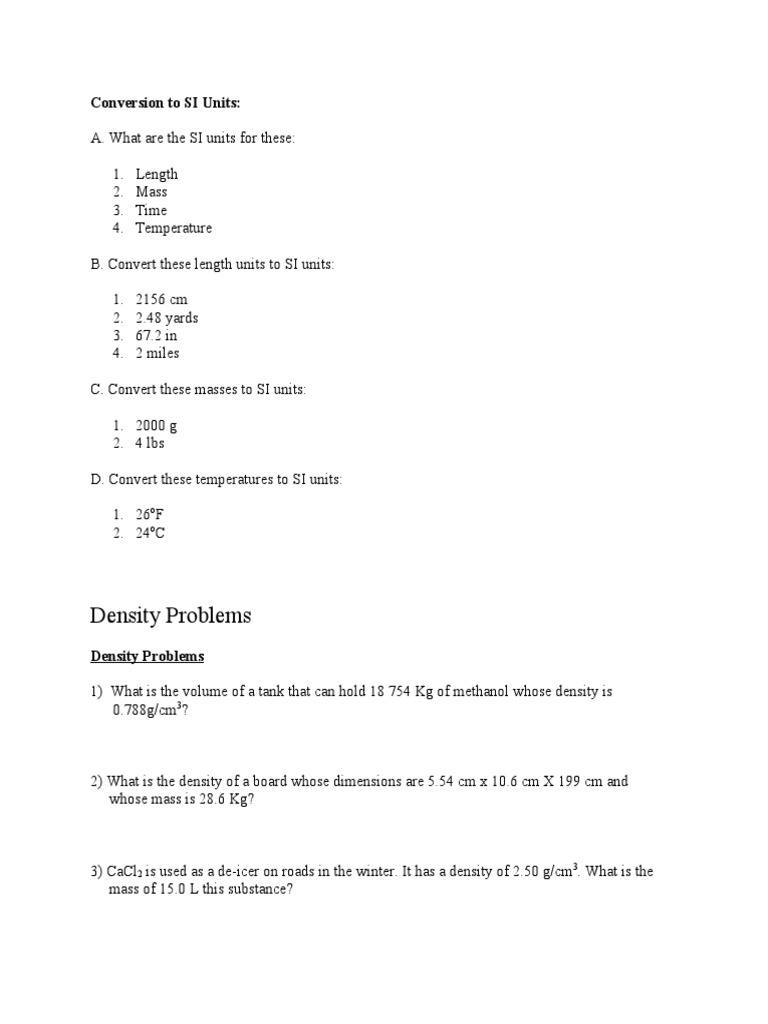 Density Problems | Download Free PDF | Density | Quantity