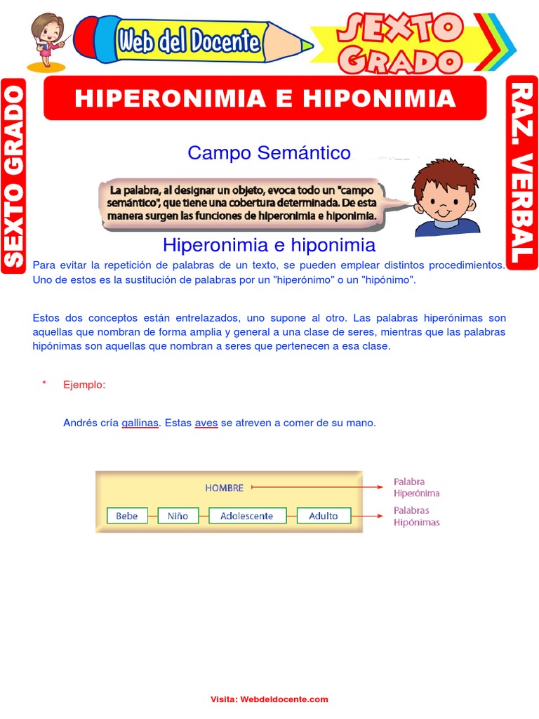 Hiperonimia e Hiponimia para Sexto Grado de Primaria | PDF | Naturaleza