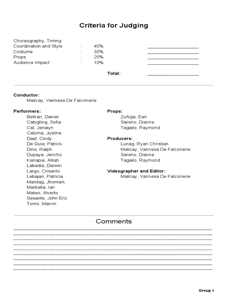 Criteria For Judging | PDF