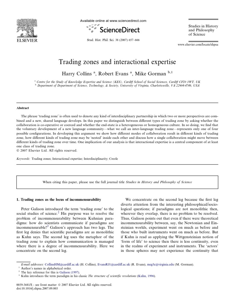 Trading Zones and Interactional Expertise Harry Collins Robert Evans ...
