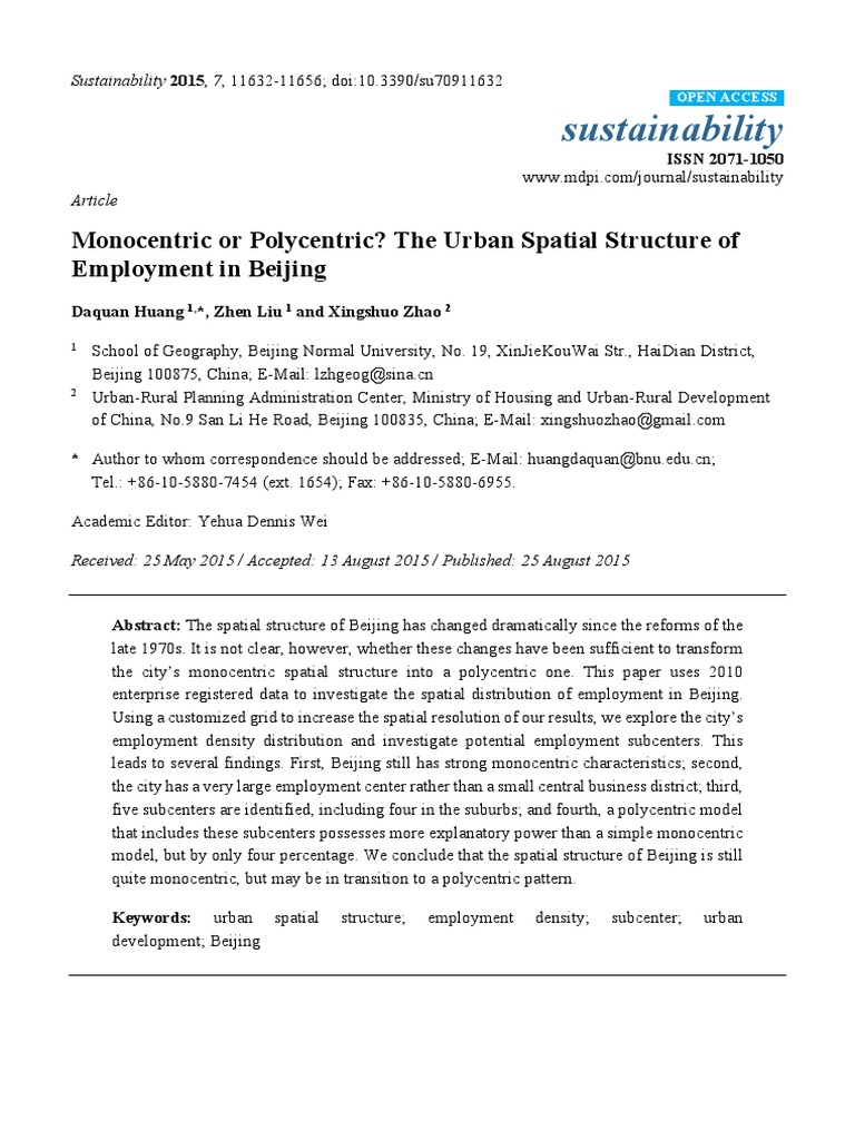 Sustainability: Monocentric or Polycentric? The Urban Spatial Structure ...