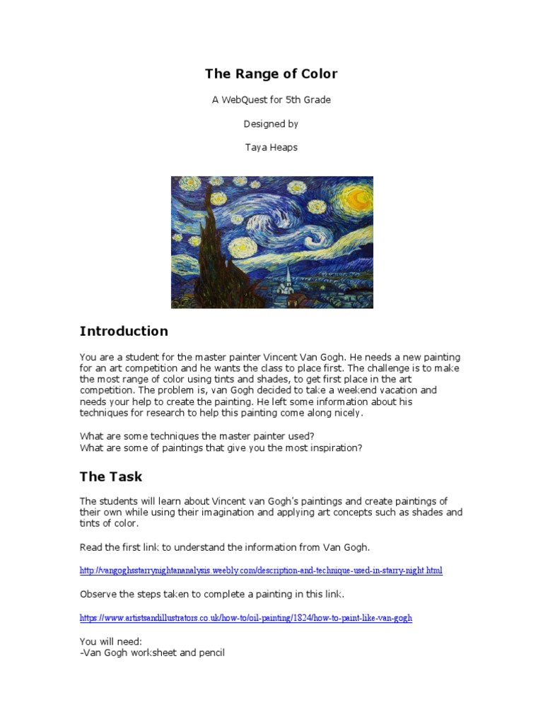 Webquest Template 1 | PDF | Paintings | Pedagogy