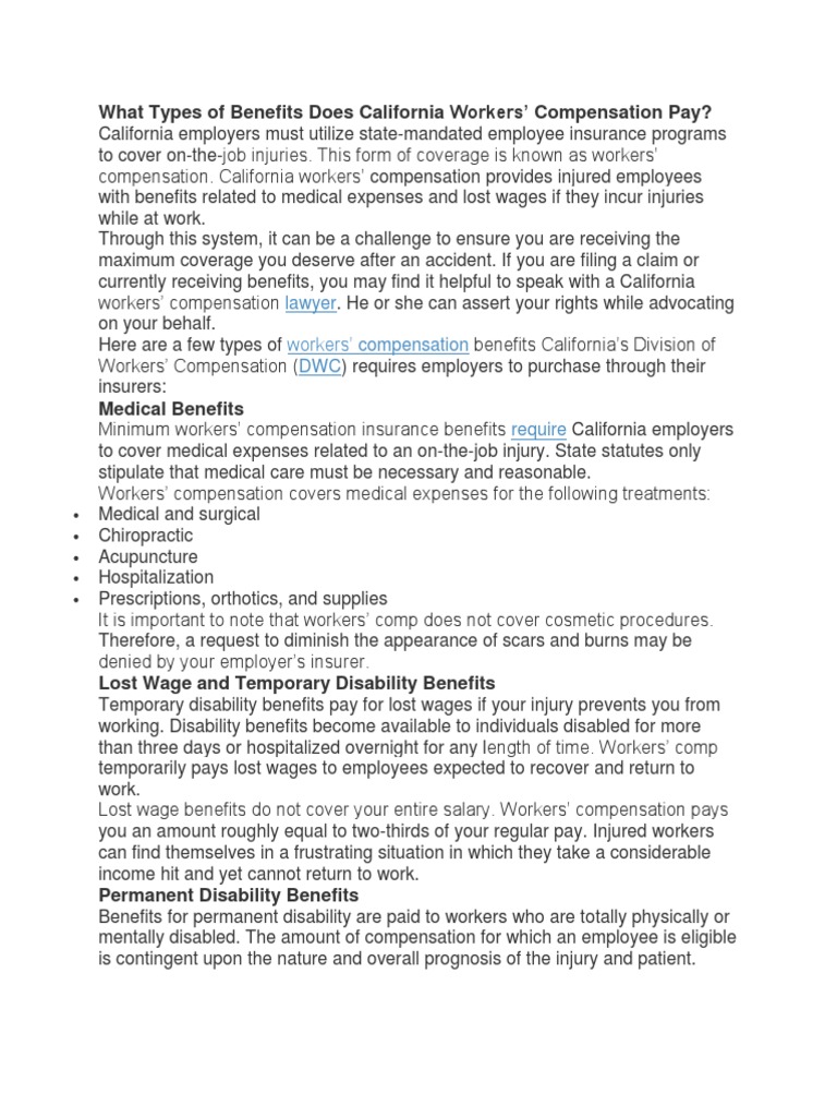 CA Workers Comp | PDF | Workers' Compensation | Employment