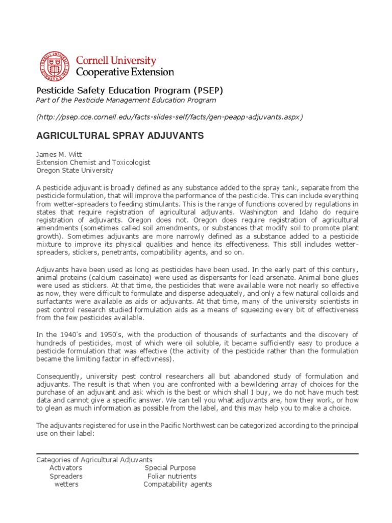 Agricultural Spray Adjuvants Overview | PDF | Surfactant | Ion