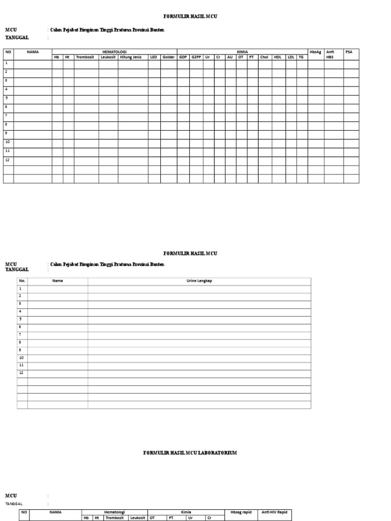 Formulir Hasil Mcu | PDF