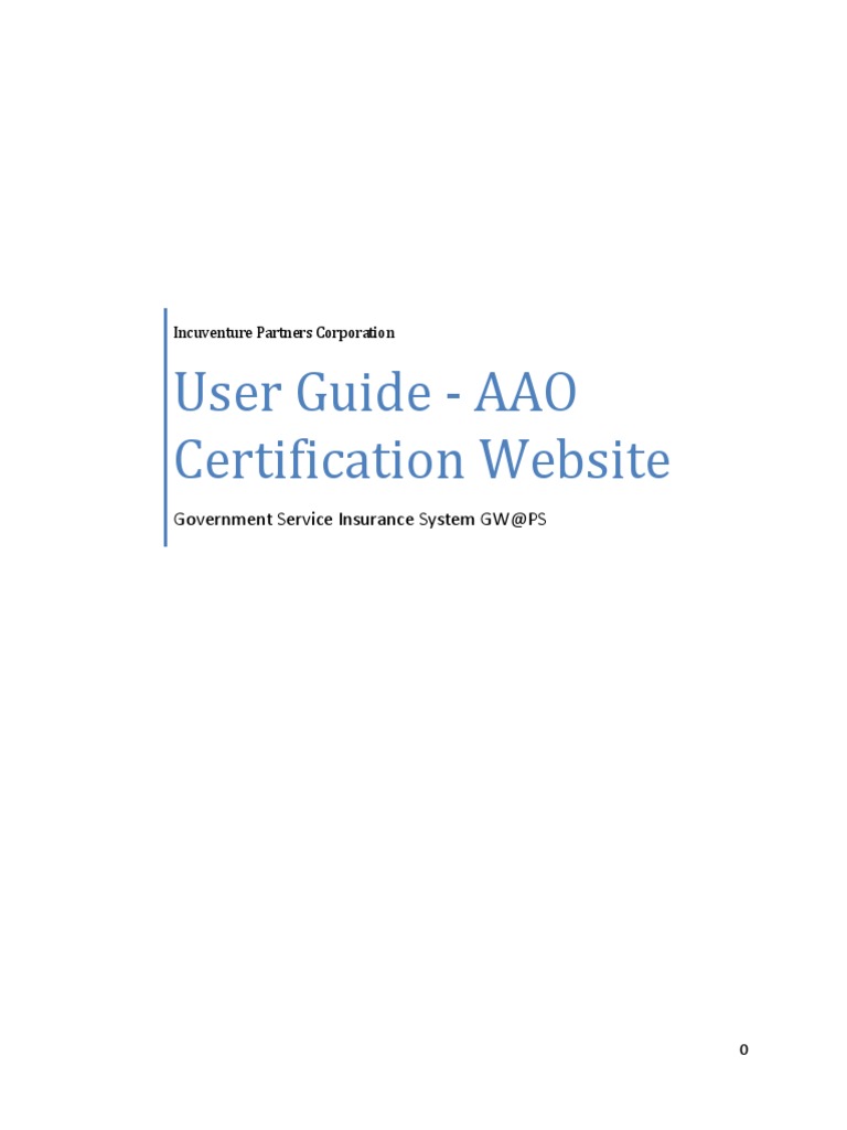 User Guide - AAO Certification Website: Government Service Insurance ...