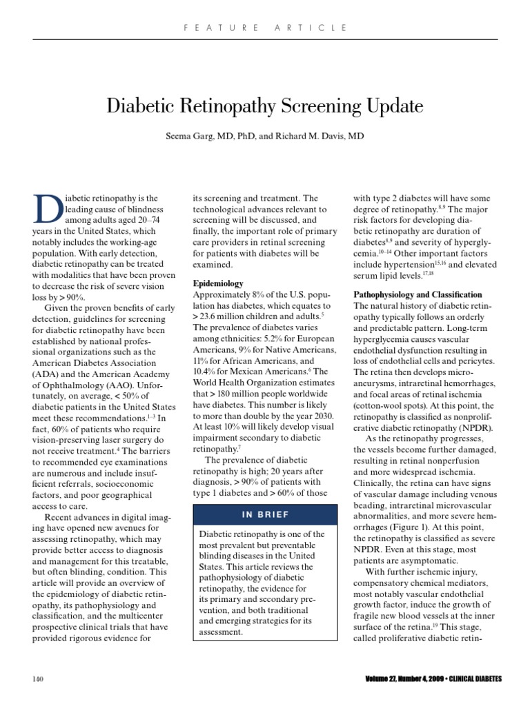 Diabetic Retinopathy Screening Update: Epidemiology Pathophysiology and ...