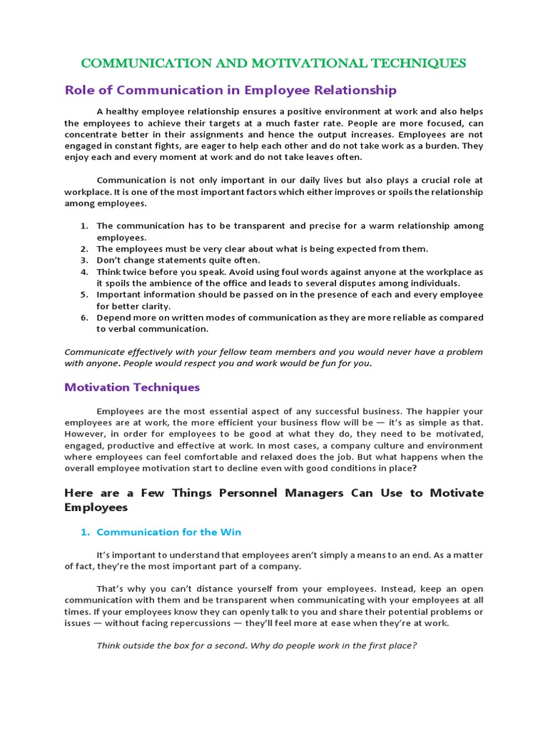 Communication and Motivational Techniques | PDF | Motivation | Motivational