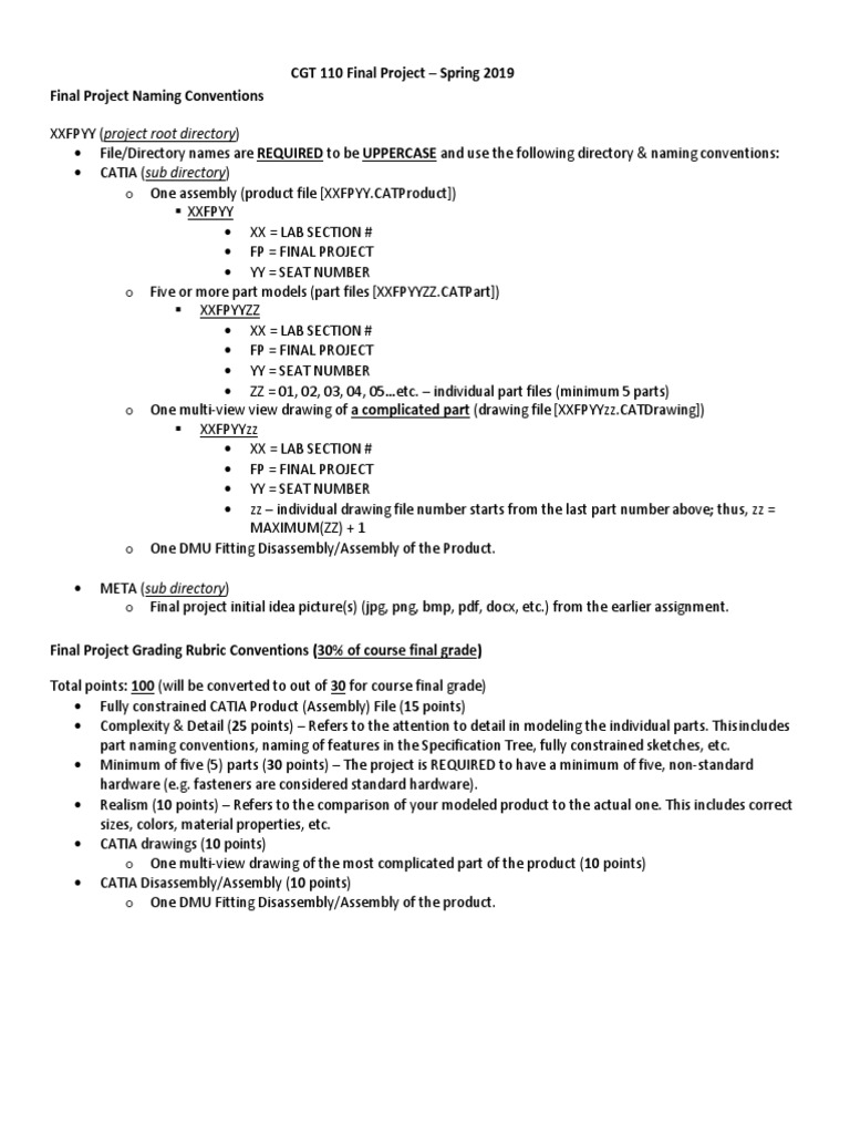 CGT 110 - Spring 2019 - Final Project Requirements | PDF | Computing ...