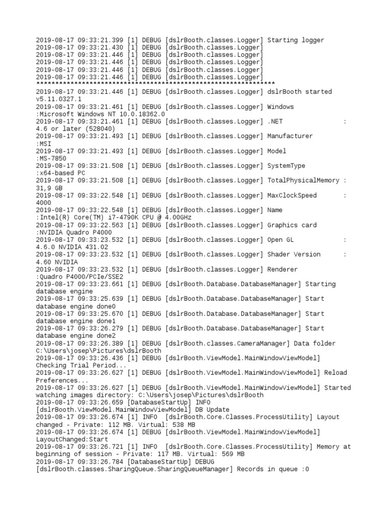 Dslrbooth Log | PDF | Microsoft Windows | Computer Architecture
