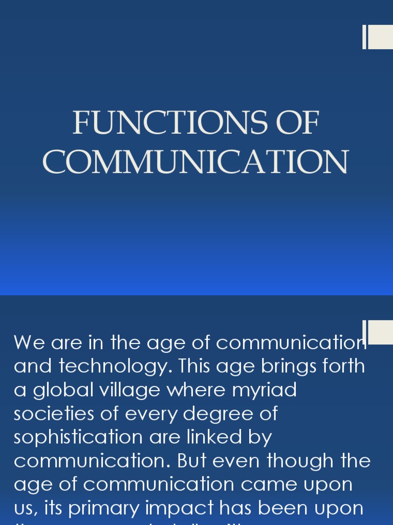 Functions of Communication | PDF | Motivation | Motivational