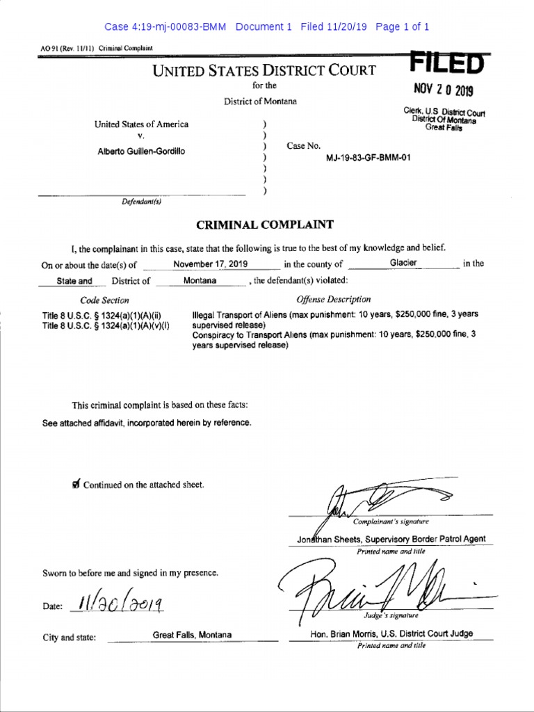 Alien Smuggling | PDF | United States Border Patrol | Complaint