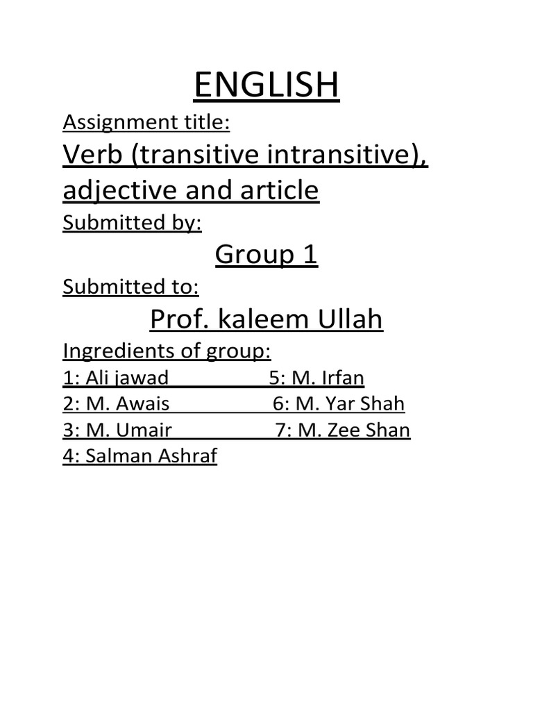 English Assignment | PDF | Verb | Grammatical Number