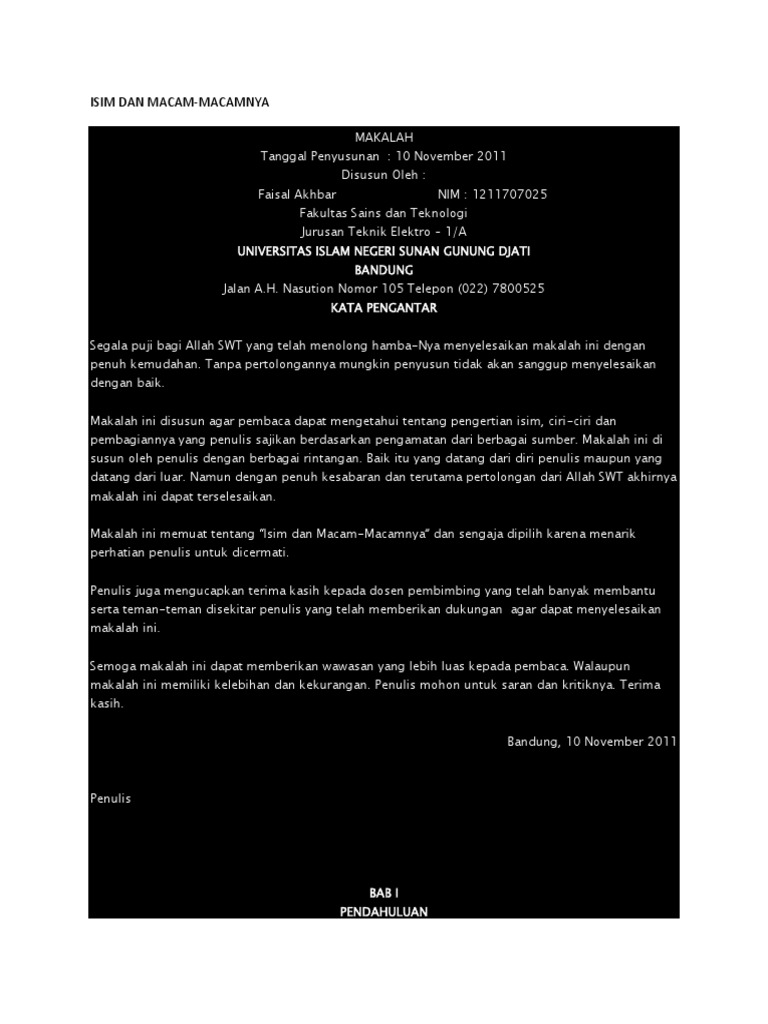 Macam-Macam Isim dalam Bahasa Arab | PDF