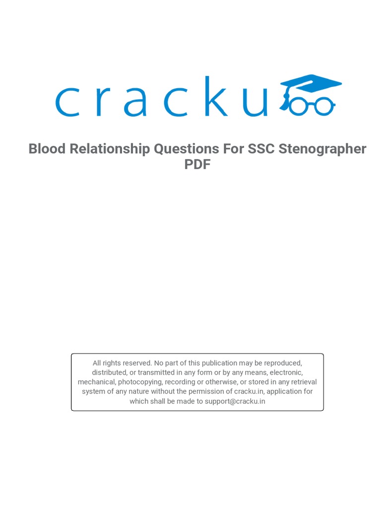 Blood Relationship Questions For SSC Stenographer PDF | PDF | Wife | Family