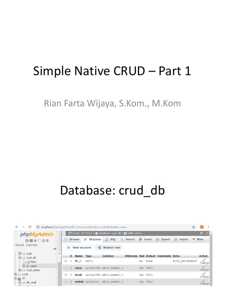 Simple Native CRUD - Part 1 | PDF | Databases | Information Technology Management