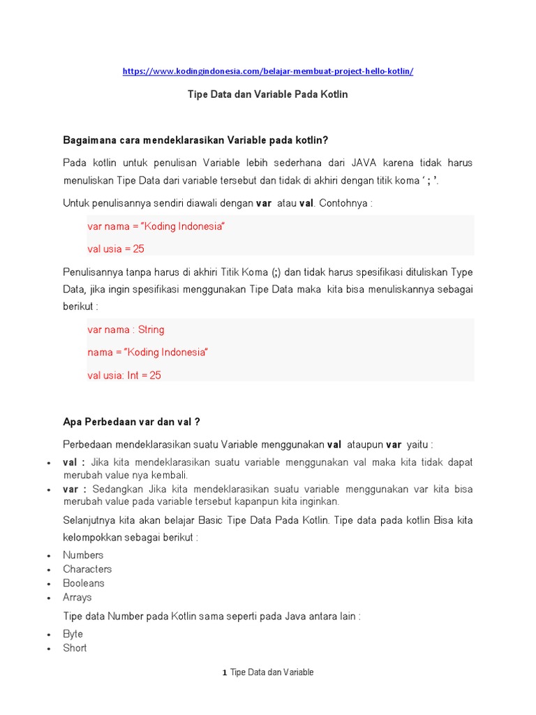 Tipe Data & Variable | PDF