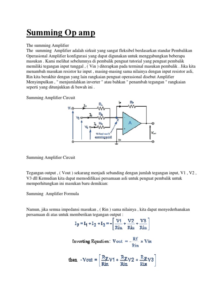 Summing Op Amp | PDF