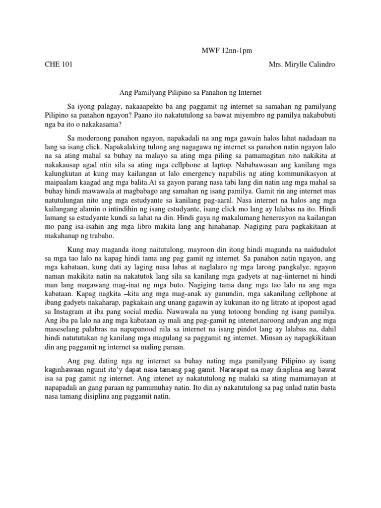 Filipino (Essay 1) | PDF