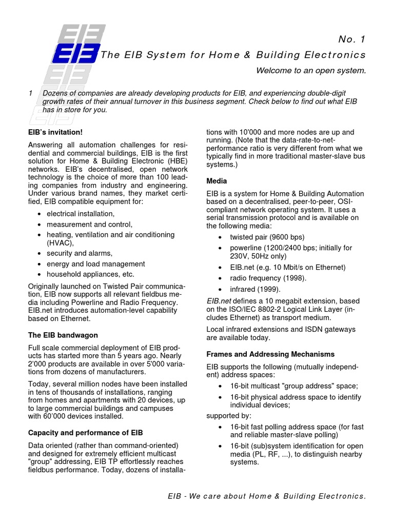 No. 1 The EIB System For Home & Building Electronics: Welcome To An ...