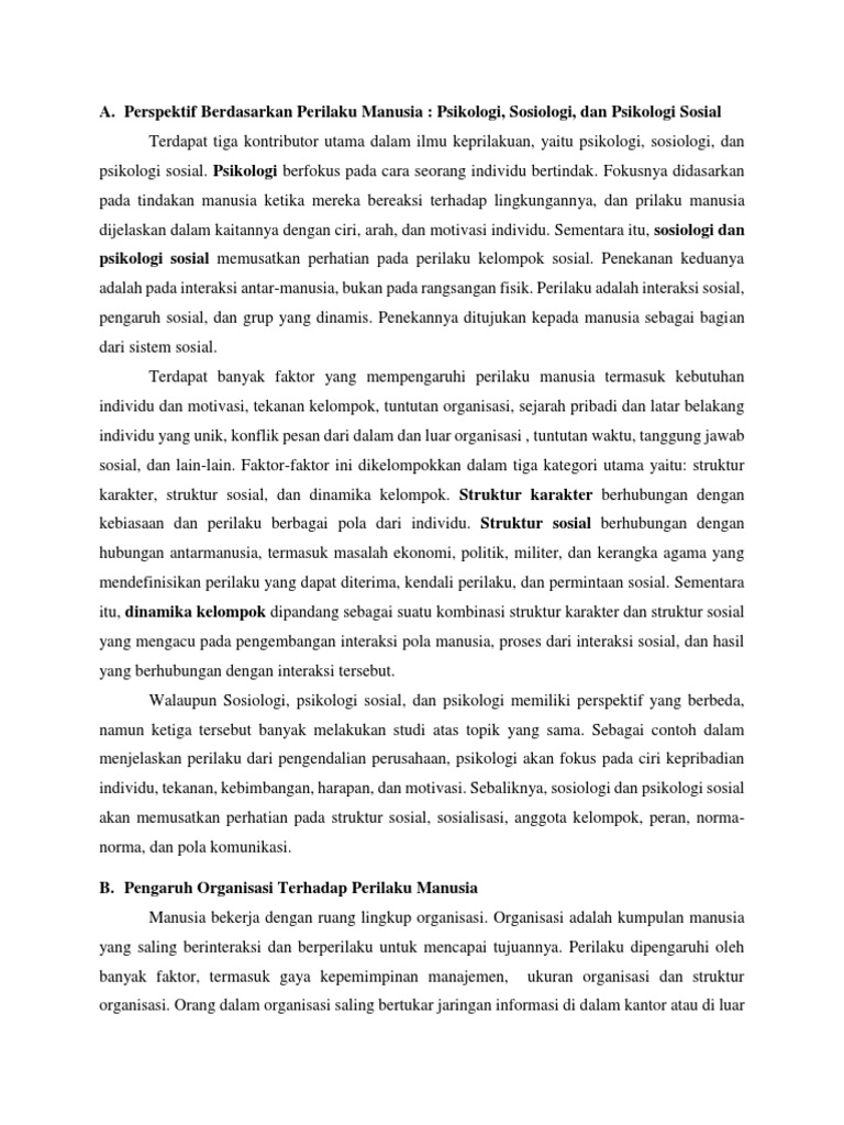 Perspektif Berdasarkan Perilaku Manusia | PDF