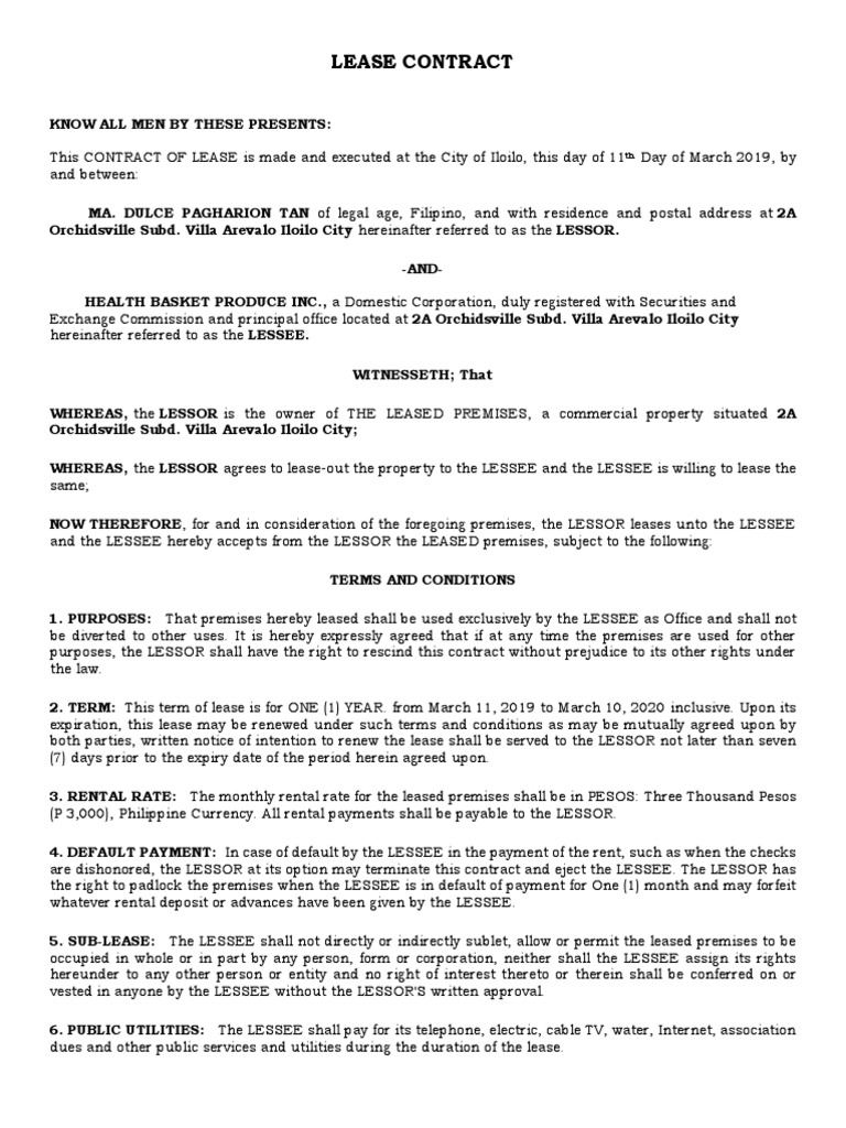 Lease Contract | PDF | Lease | Justice