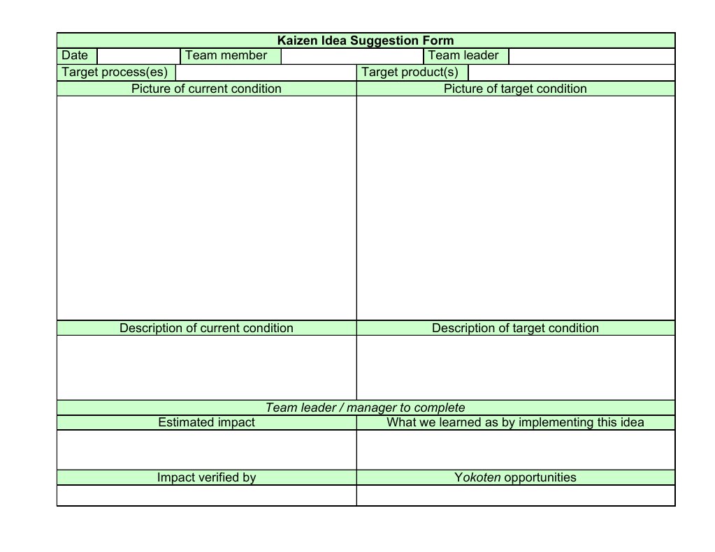 Kaizen Idea Suggestion Form | PDF
