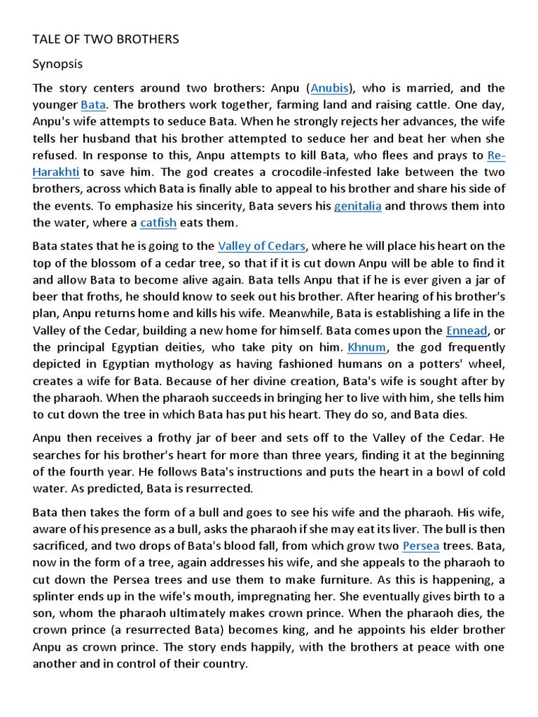Summary of the Tale of Two Brothers | PDF | Egypt | Ancient Egypt