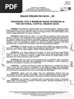 Wage Order No. NCR-23 - Providing For A Minimum Wage Increase in The ...