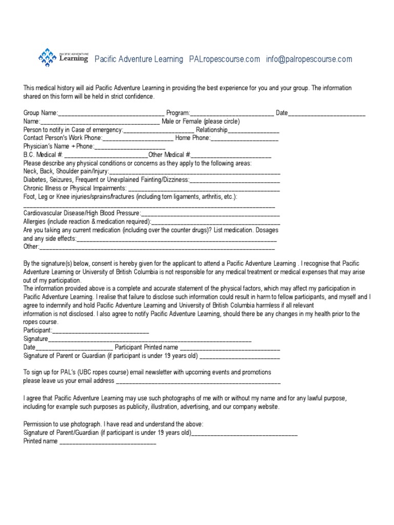 PAL Optional Medical Form | PDF | Chronic Condition | Health Care