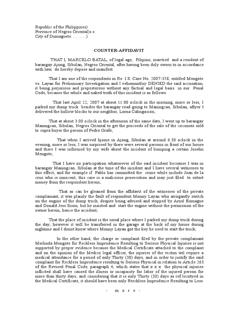Counter Affidavit - Sison | PDF | Affidavit | Justice