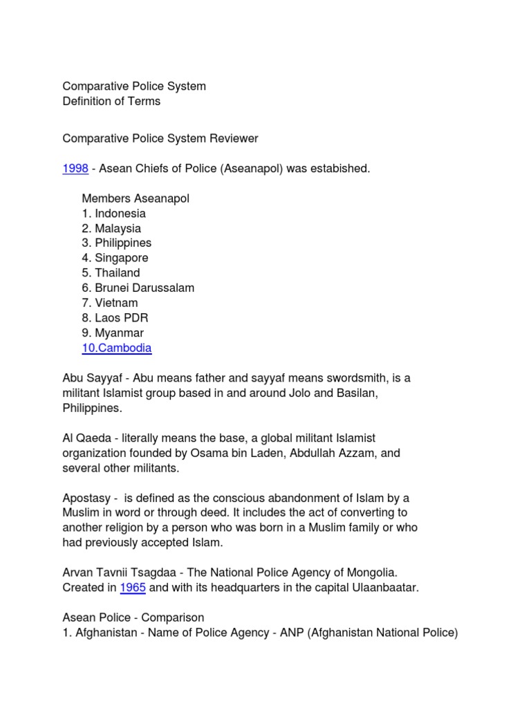 Comparative Police System | PDF | Organized Crime | Illegal Drug Trade