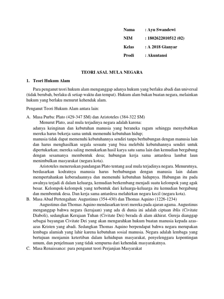 Teori Asal Mula Negara | PDF