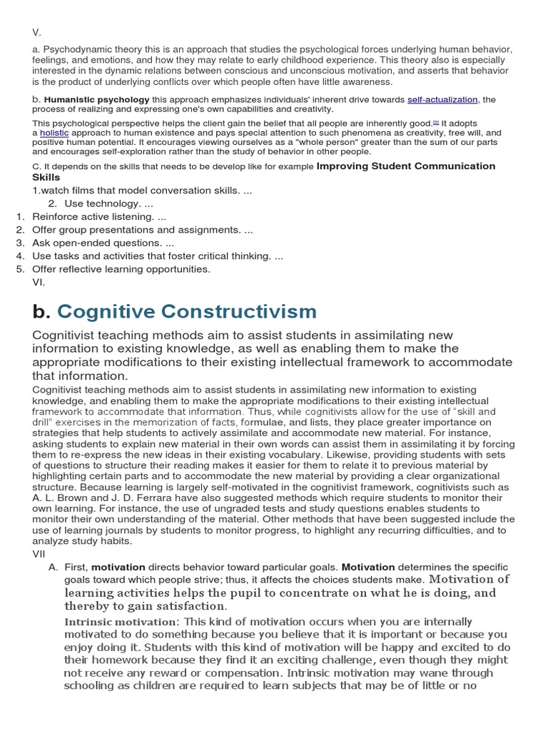 Cognitive Constructivism: Improving Student Communication Skills | PDF ...