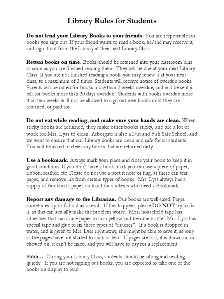 Library Rules For Students | PDF