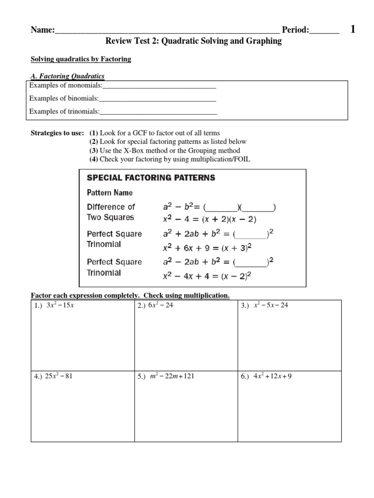 Solving Quadratics: Factoring Methods | PDF | Quadratic Equation ...