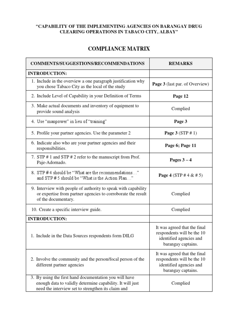 Compliance Matrix | PDF | Business