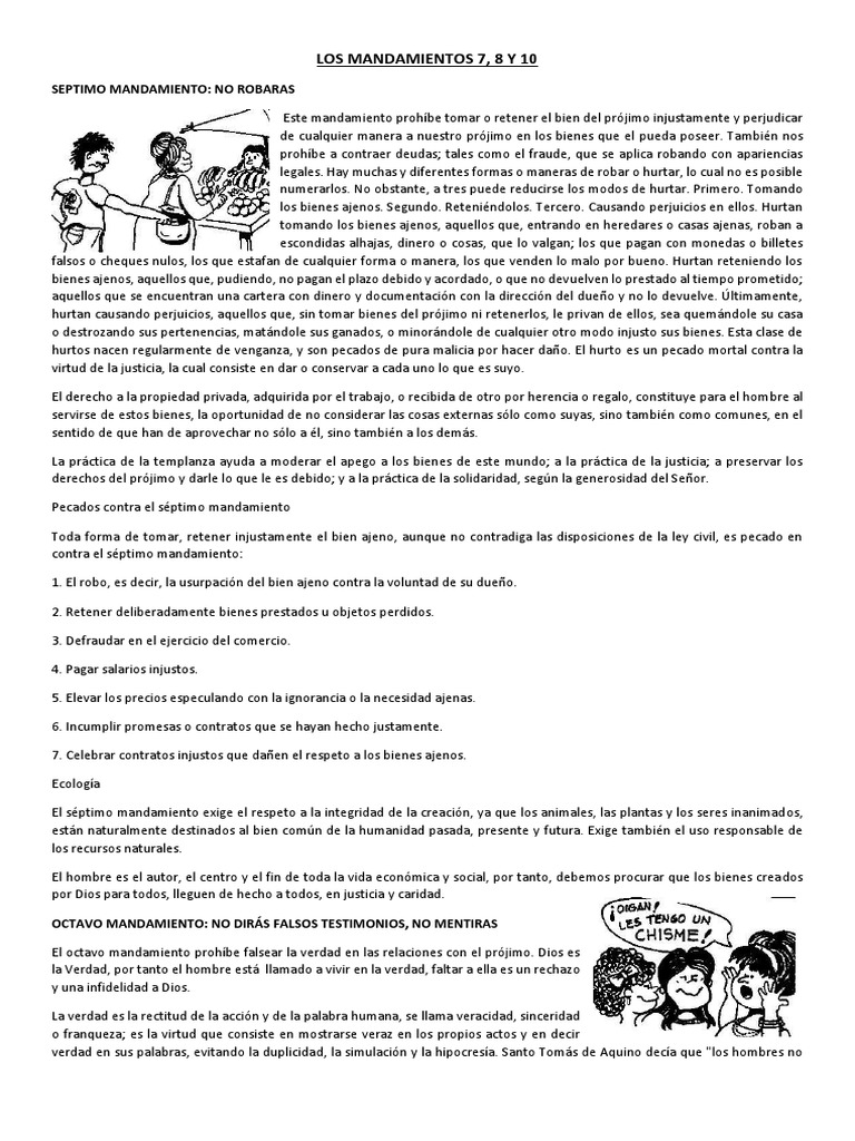 Los Mandamientos 7, 8 Y 10: Septimo Mandamiento: No Robaras | Pecado ...