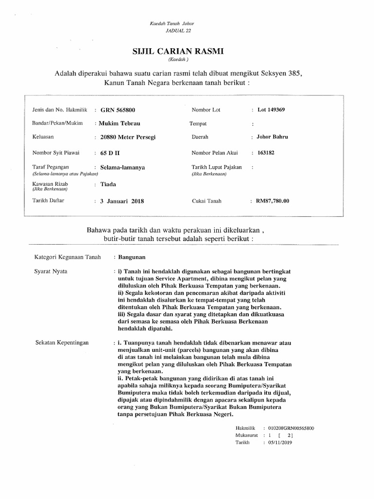 Carian Rasmi Johor | PDF