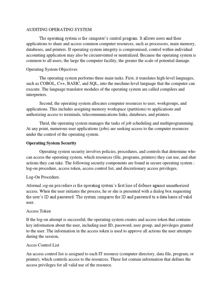 Auditing Operating System | PDF | Denial Of Service Attack ...