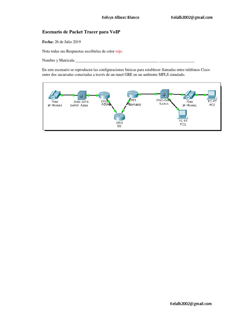 Practica Packet Tracer para VoIP | PDF | Calidad de servicio | Dirección IP