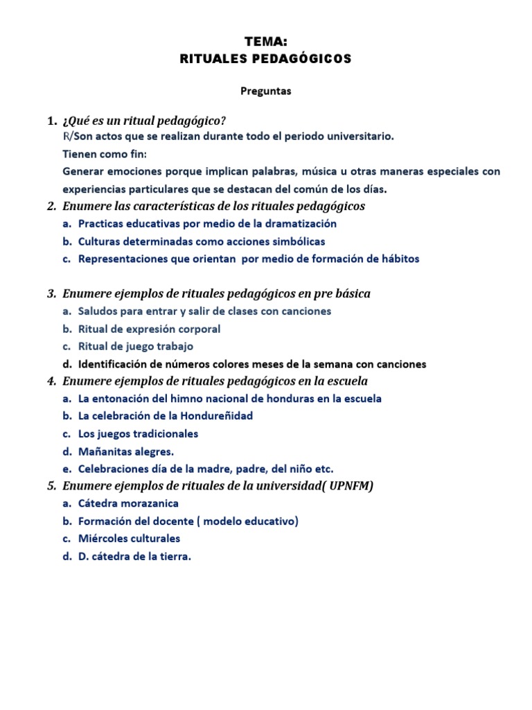Preguntas Rituales de La Pedagogia | PDF