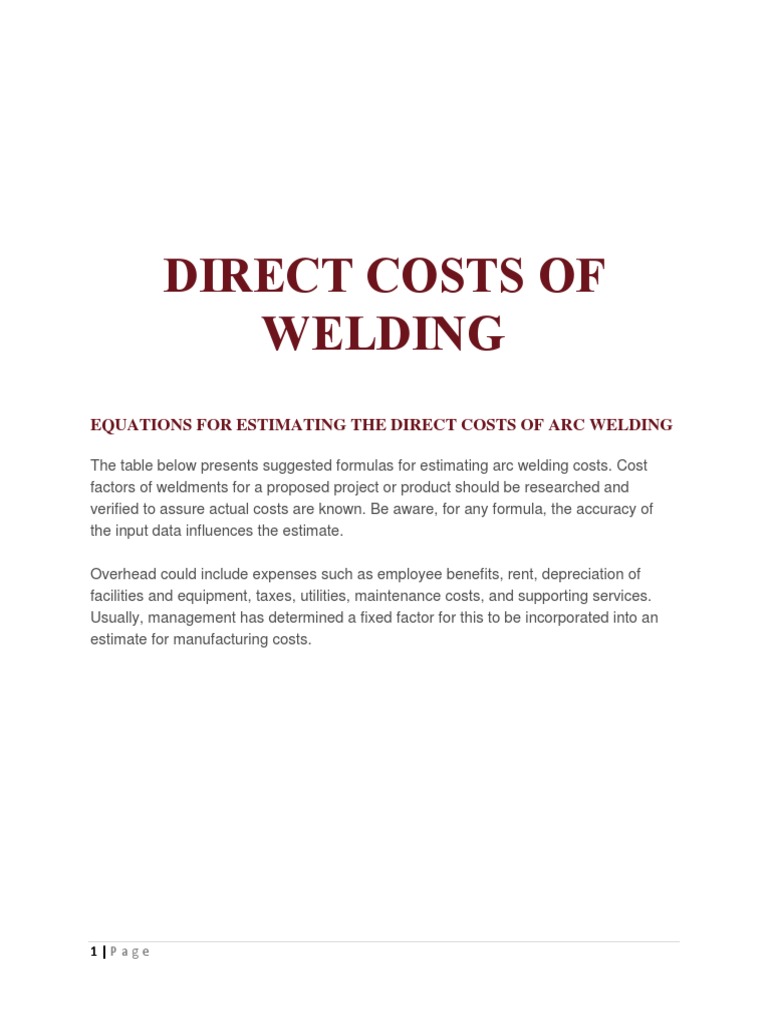 Direct Costs of Welding | PDF | Economies | Business