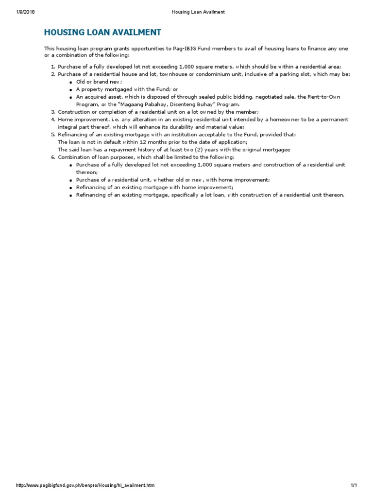 Housing Loan Availment | PDF