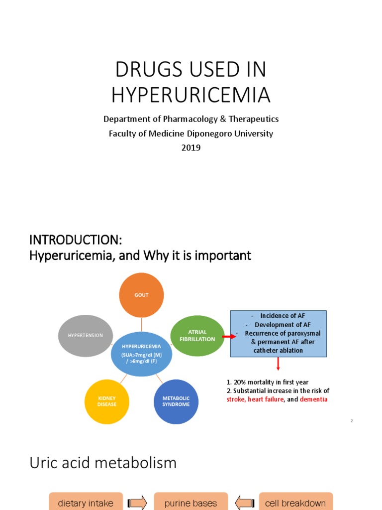 2019 - Drugs Used in Hyperuricemia | PDF | Gout | Pharmacology