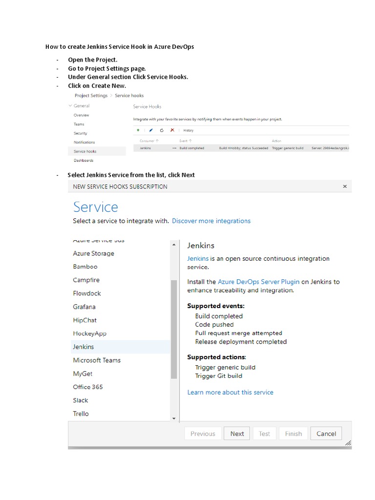 How To Create Jenkins Service Hook in Azure DevOps | PDF